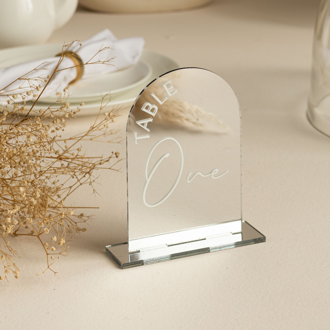 Mirror Silver Table Numbers | Arch Wedding Table Numbers | Wedding ...