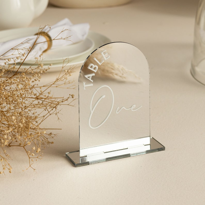 Mirror Silver Table Numbers Arch Wedding Table Numbers - Etsy