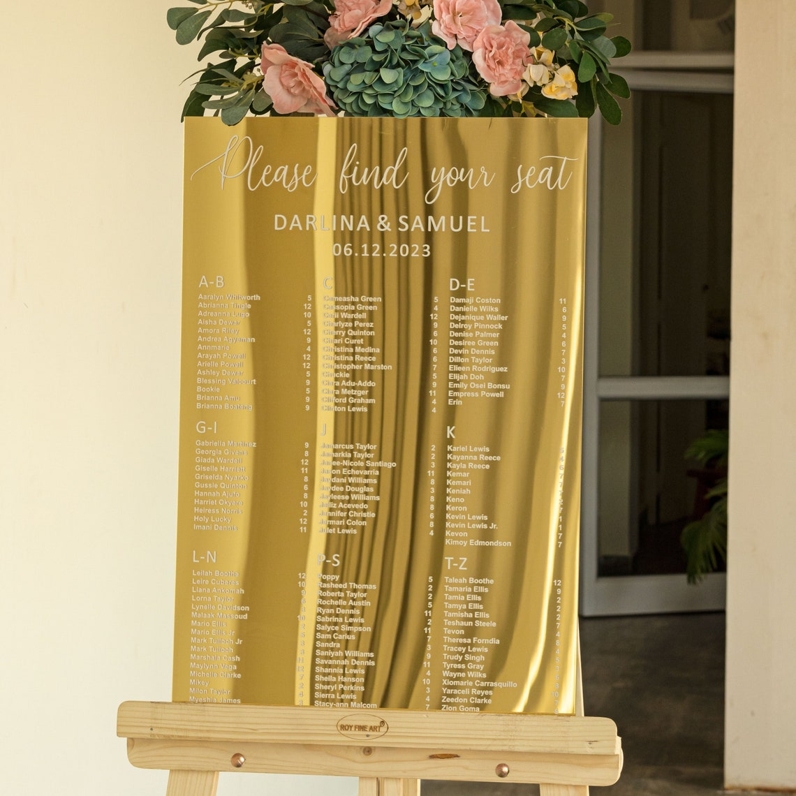 Mirror Gold Acrylic Seating Chart - Please Be Seated Wedding Sign ...