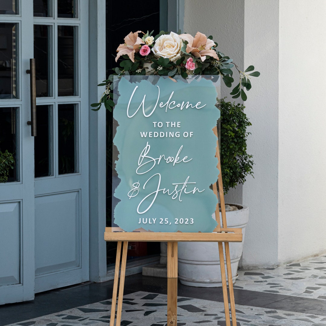 Brushed Wedding Welcome Sign - Bridal Shower Sign - Painted Back ...