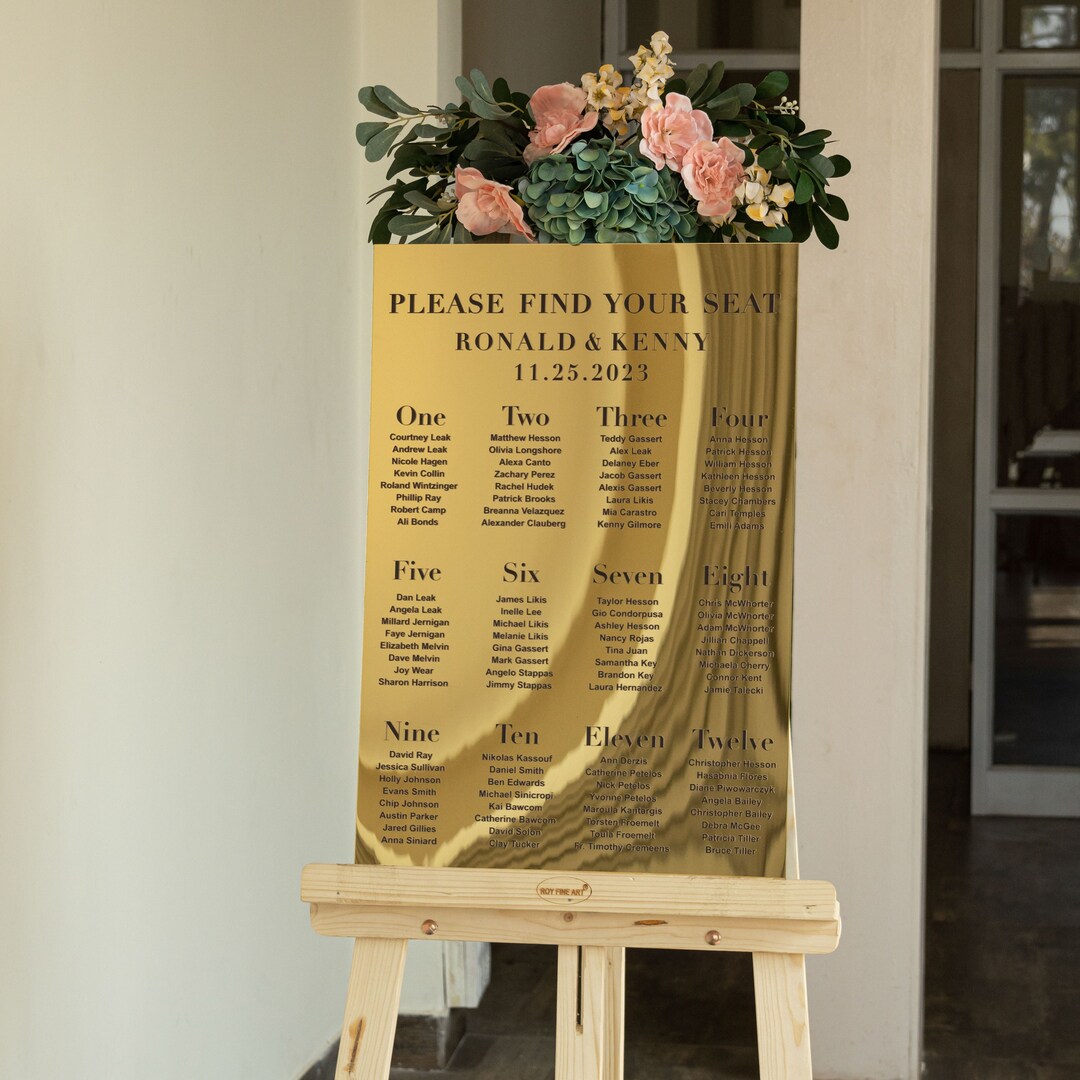 Mirror Gold Acrylic Seating Chart - Please Be Seated Wedding Sign ...