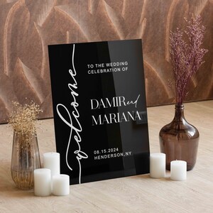 Black Acrylic Welcome Sign for Wedding Reception Decor - Wedding ...