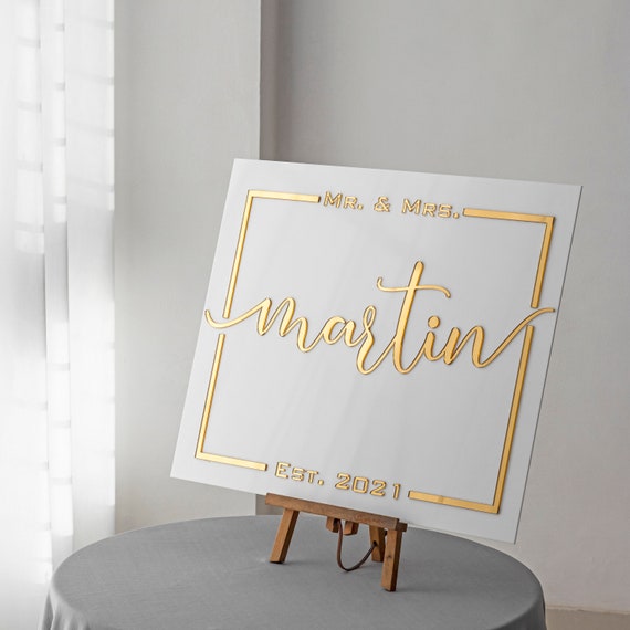 Acrylic Last Name Wedding Sign 3D Wedding Welcome Sign | Etsy