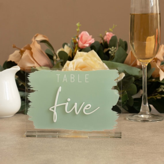 Brush Table Numbers Painted Back Table Numbers Acrylic - Etsy