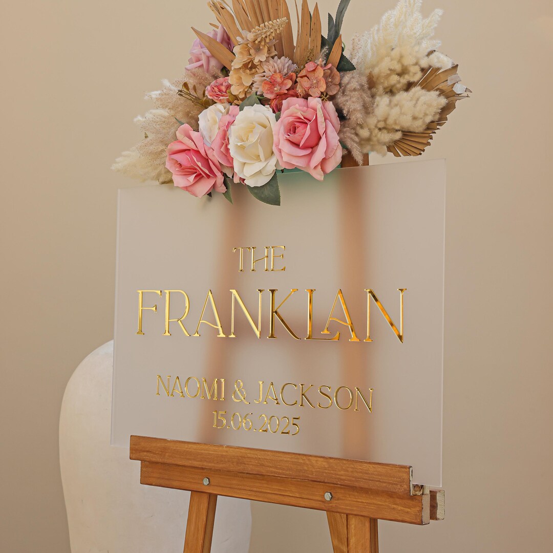 Personalized Gold Welcome Sign, Last Name Welcome Sign, Frosted Acrylic ...