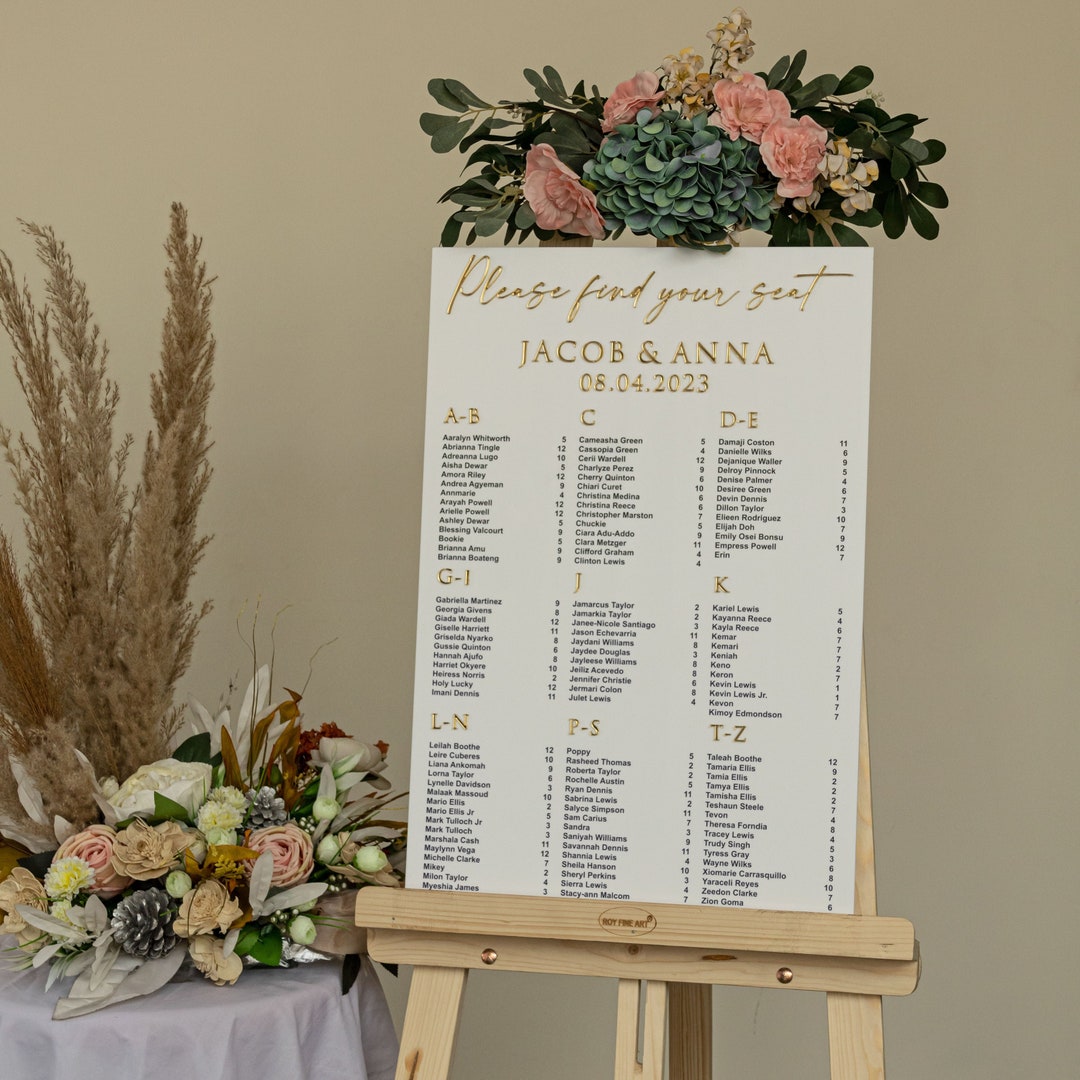 White Acrylic Seating Chart, Wedding Seating Chart, Wedding Seating ...