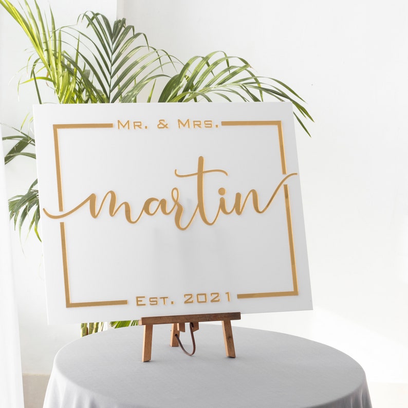 Acrylic Last Name Wedding Sign, 3D Wedding Welcome Sign, Acrylic Sign ...