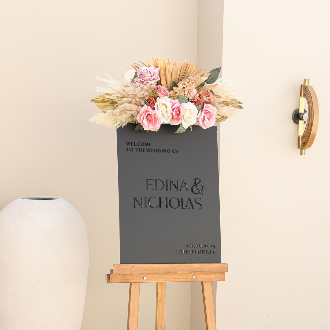 Acrylic Wedding Welcome Signs - Matte Black Acrylic Welcome Sign ...