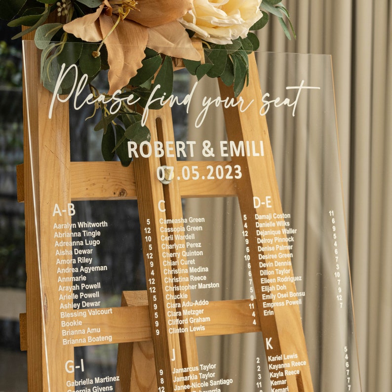 Clear Acrylic Seating Chart Wedding Seating Chart Wedding - Etsy