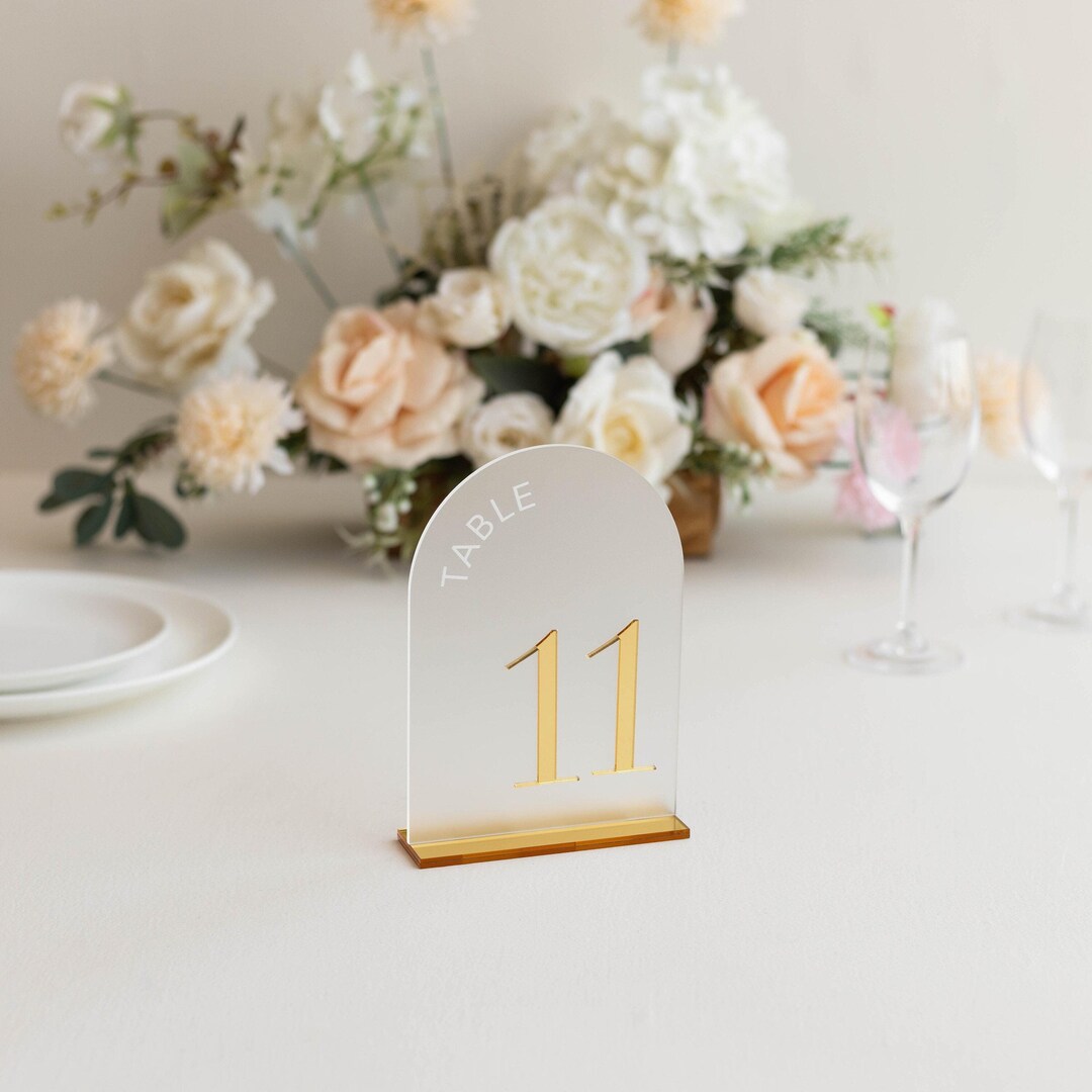 Frosted Arch Acrylic Table Numbers - Frosted Acrylic Sign - Wedding ...