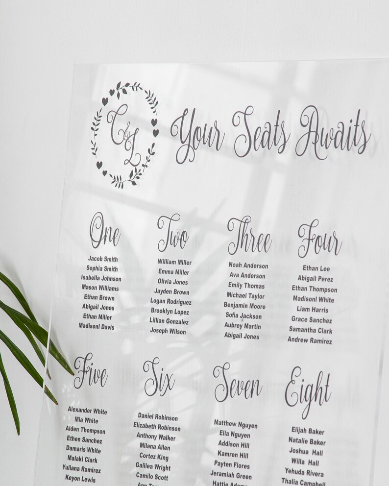 Acrylic Seating Chart Find Your Seat Sign Custom Seating | Etsy