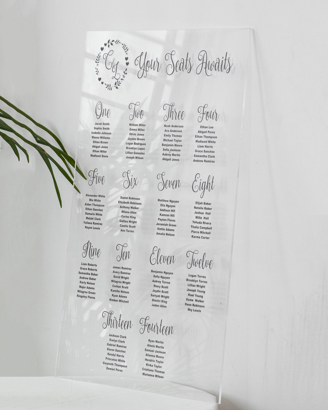 Acrylic Seating Chart, Find Your Seat Sign, Custom Seating Chart ...