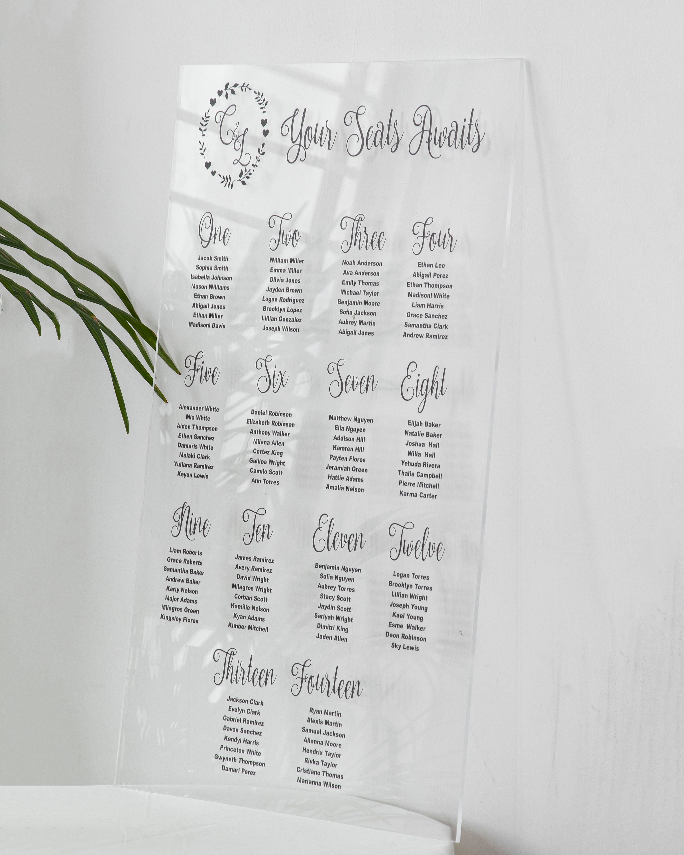 Acrylic Seating Chart Find Your Seat Sign Custom Seating | Etsy