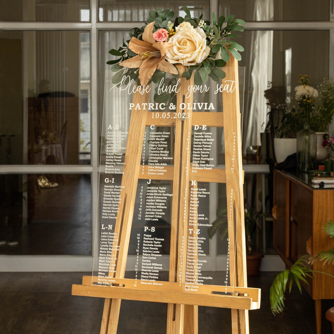 Clear Acrylic Seating Chart, Wedding Seating Chart, Wedding Seating ...