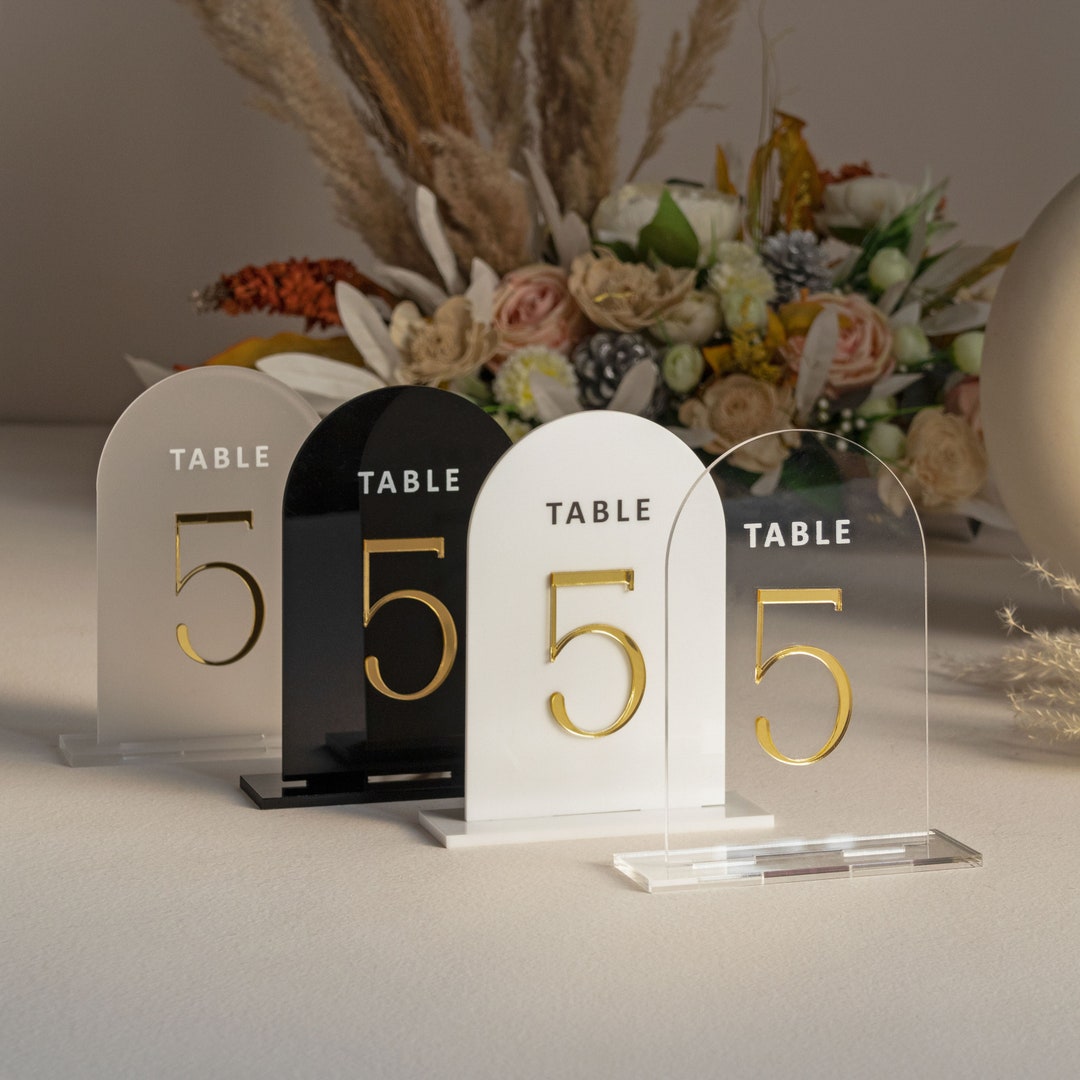 Black Acrylic Table Numbers - Frosted Acrylic Sign - Wedding Table ...