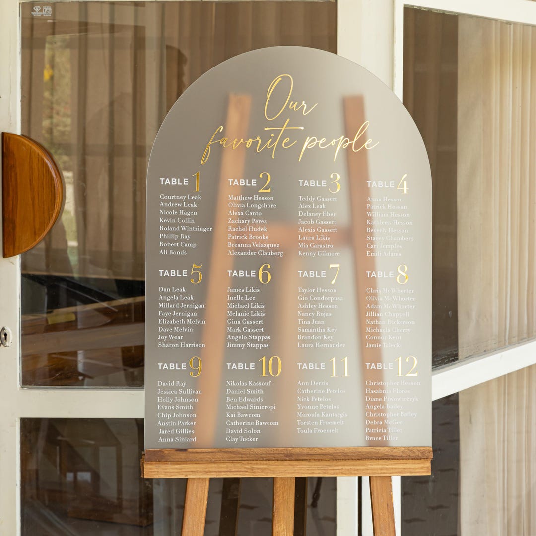 Frosted Acrylic Wedding Seating Chart, Arched Wedding Signs, Wedding ...