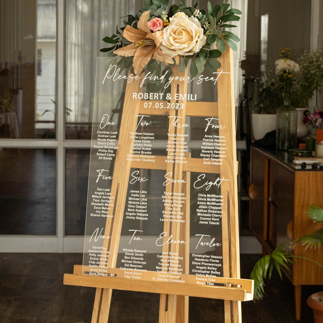 Clear Acrylic Seating Chart, Wedding Seating Chart, Wedding Seating ...