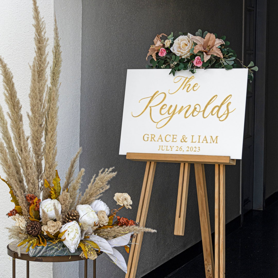 Last Name Welcome Sign, Welcome to Our Wedding Sign, Modern Gold ...