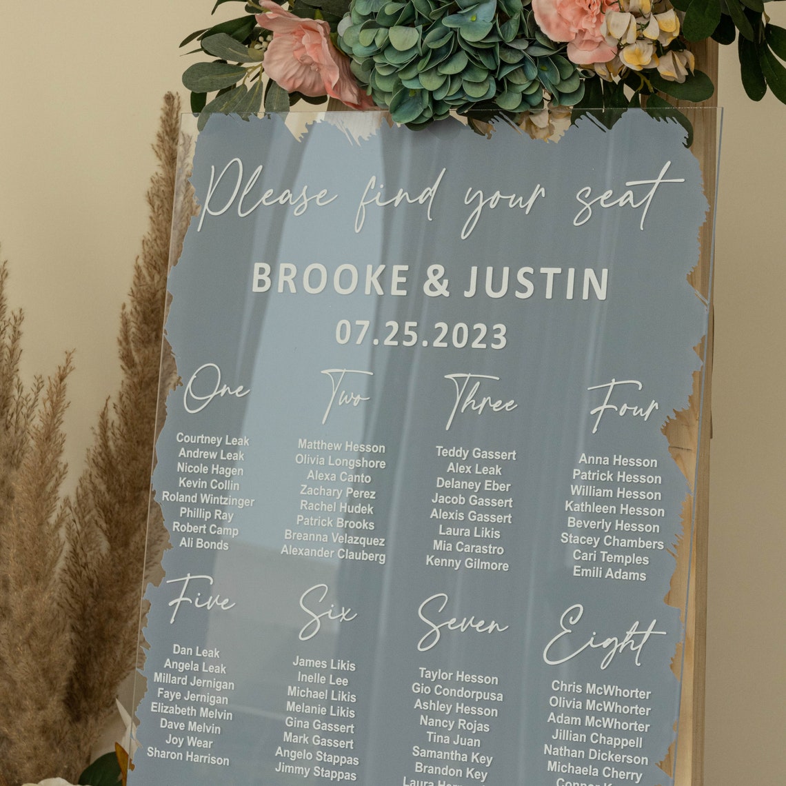 Painted Acrylic Seating Chart, Wedding Seating Chart, Wedding Seating ...