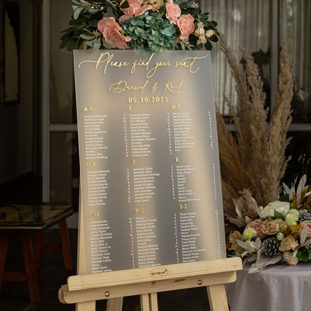 Frosted Acrylic Seating Chart, Wedding Seating Chart, Wedding Seating ...