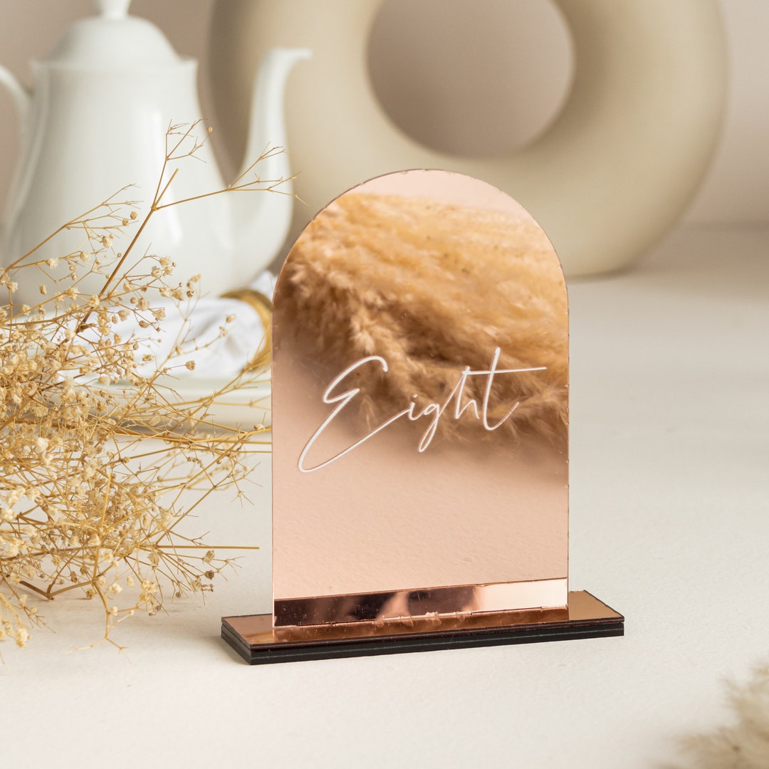 Mirror Rose Gold Acrylic Table Numbers | Wedding Table Numbers ...