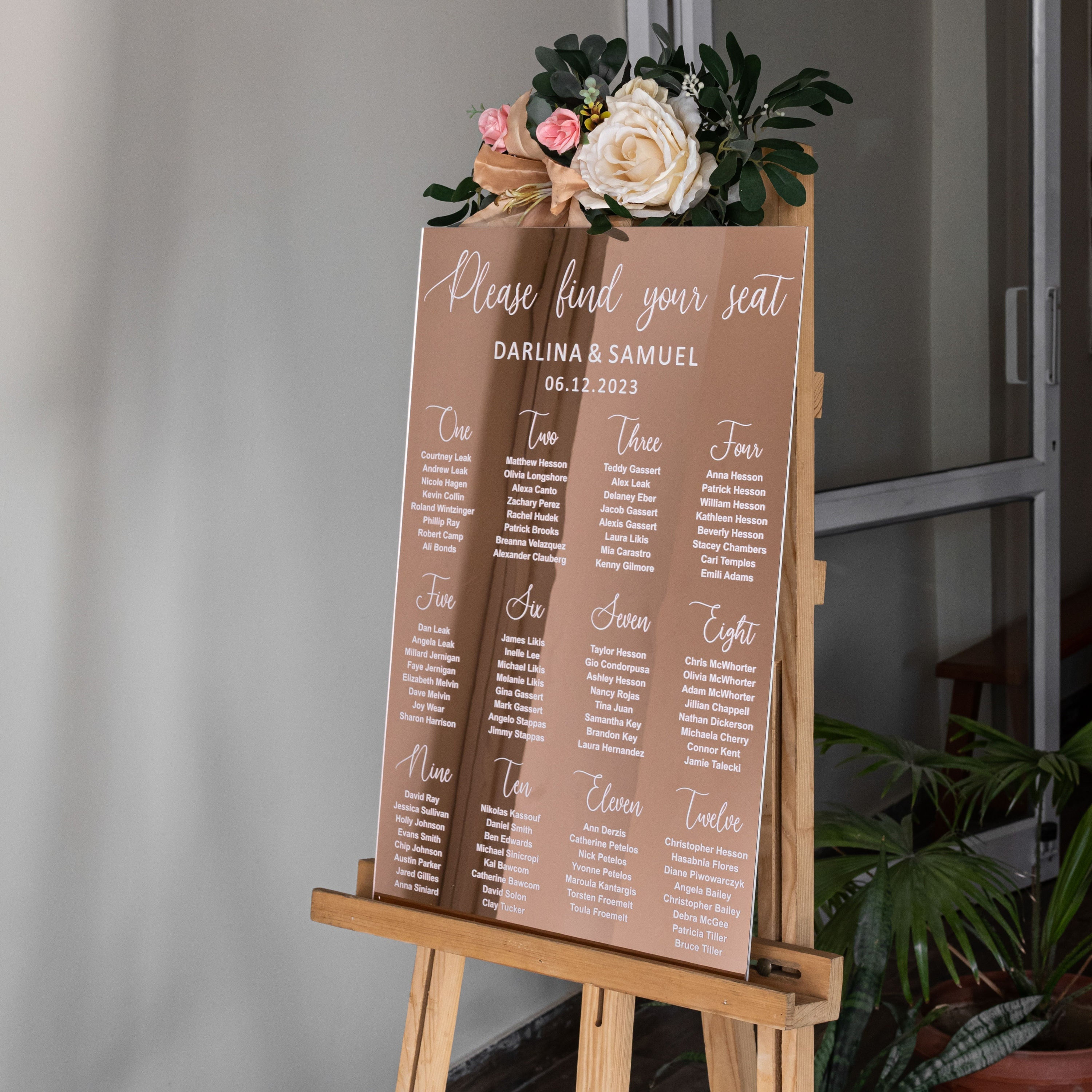 Mirror Rose Gold Acrylic Seating Chart - Please Be Seated Wedding Sign ...