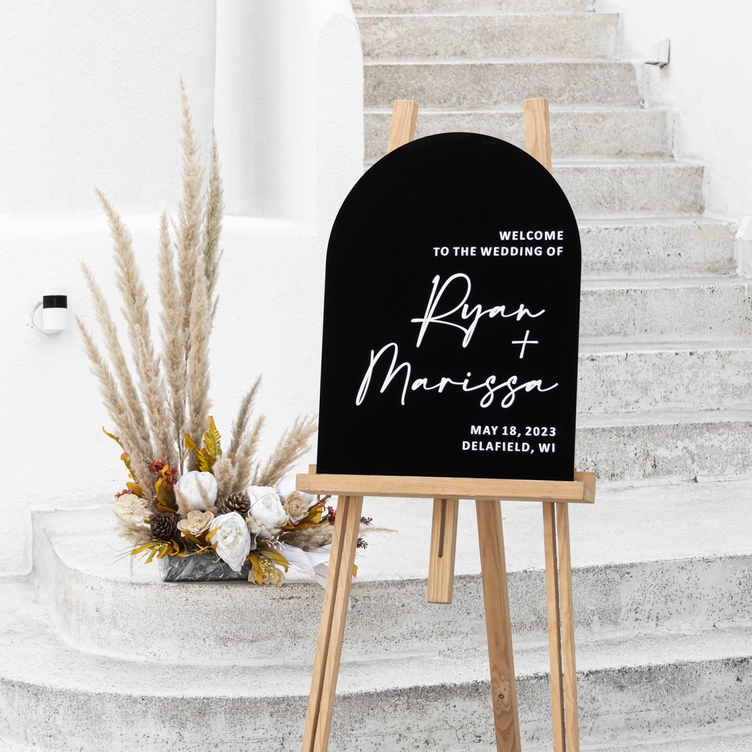 Arched Welcome Sign, Black Acrylic Sign, Modern Wedding Decor, Black ...