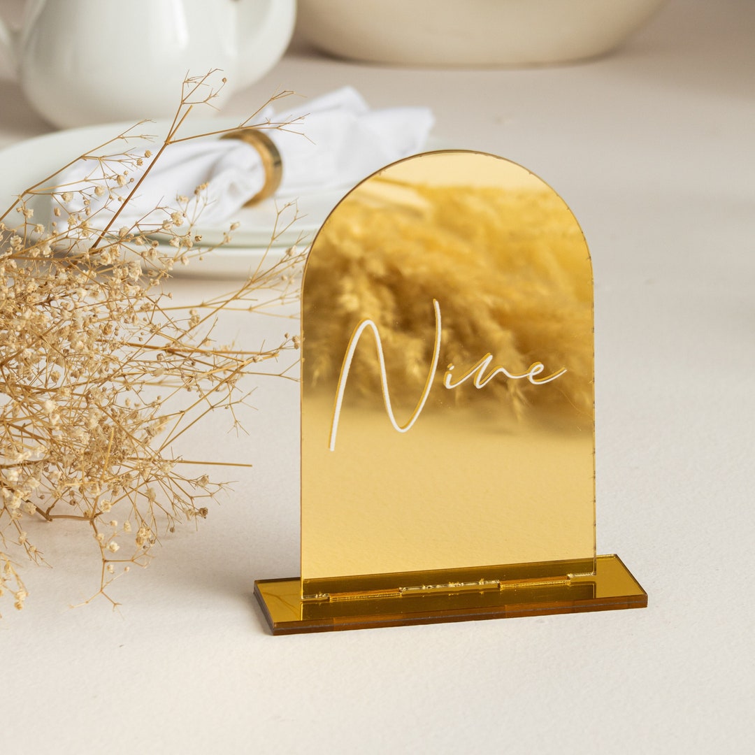 Mirror Gold Acrylic Table Numbers | Arch Wedding Table Numbers ...