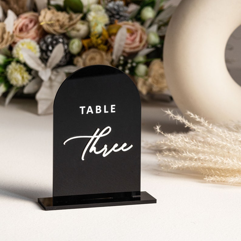 Black Acrylic Table Numbers - Frosted Acrylic Sign - Wedding Table ...