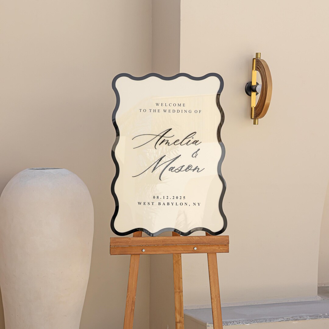 Acrylic Wedding Sign With 3D Names, Acrylic Wedding Reception Sign ...