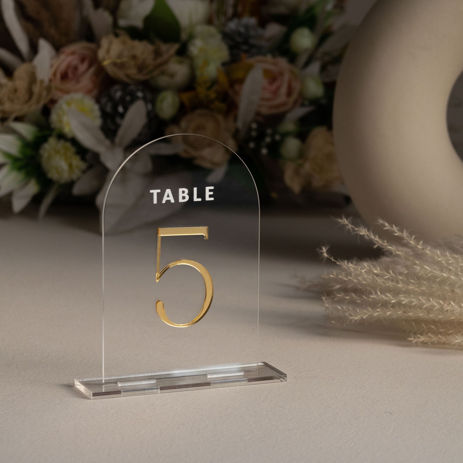 Frosted Arch Acrylic Table Numbers - Frosted Acrylic Sign - Wedding ...