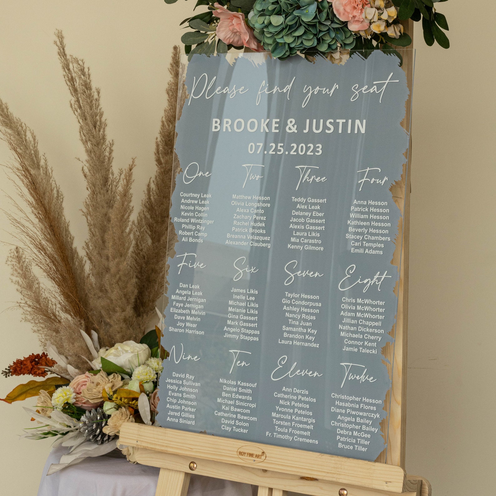 Painted Acrylic Seating Chart, Wedding Seating Chart, Wedding Seating ...