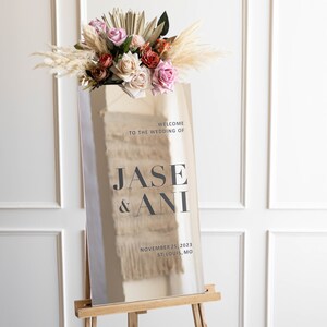 Mirror Silver Acrylic Wedding Welcome Sign - Wedding Signage - Modern ...