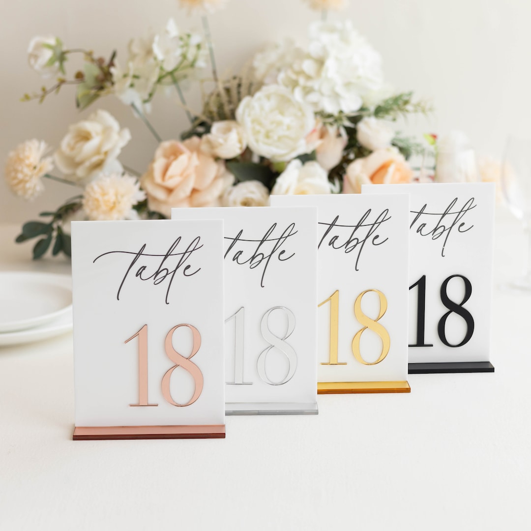 White Acrylic Table Numbers - Wedding Table Decor - Wedding Signage ...