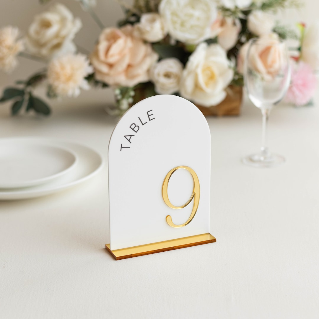 Acrylic 3D Mirror Gold Table Numbers, Arch Table Numbers, Wedding Table ...