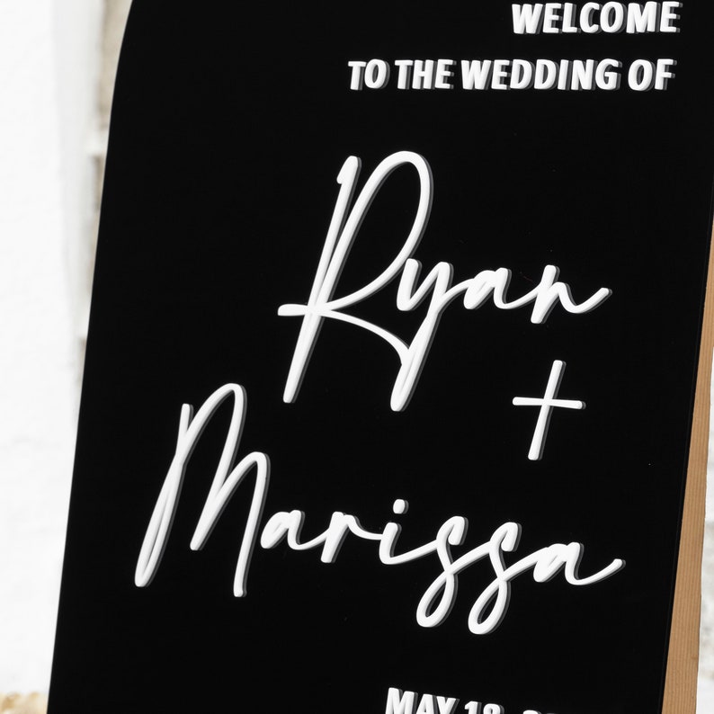 Arched Welcome Sign, Black Acrylic Sign, Modern Wedding Decor, Black ...