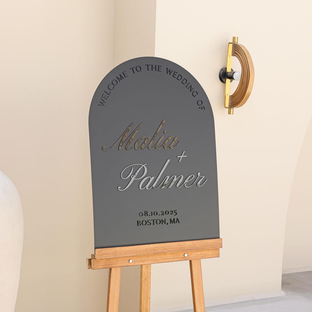 Black Acrylic Wedding Signs - Matte Black Acrylic Welcome Sign - Arched ...