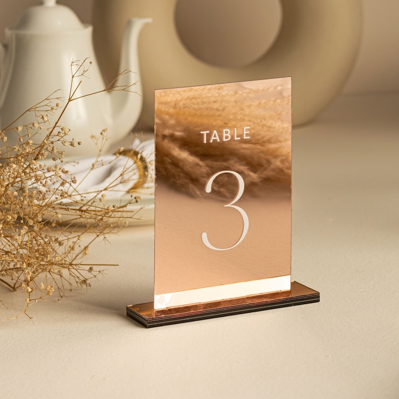Mirror Silver Acrylic Table Numbers | Wedding Table Numbers | Wedding ...