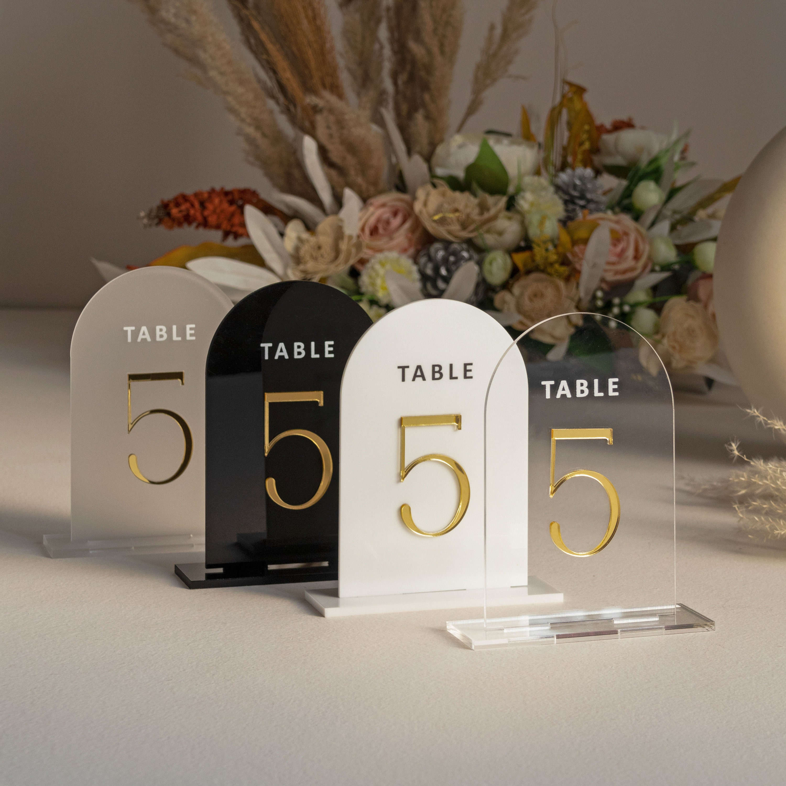 Frosted Arch Acrylic Table Numbers - Frosted Acrylic Sign - Wedding ...