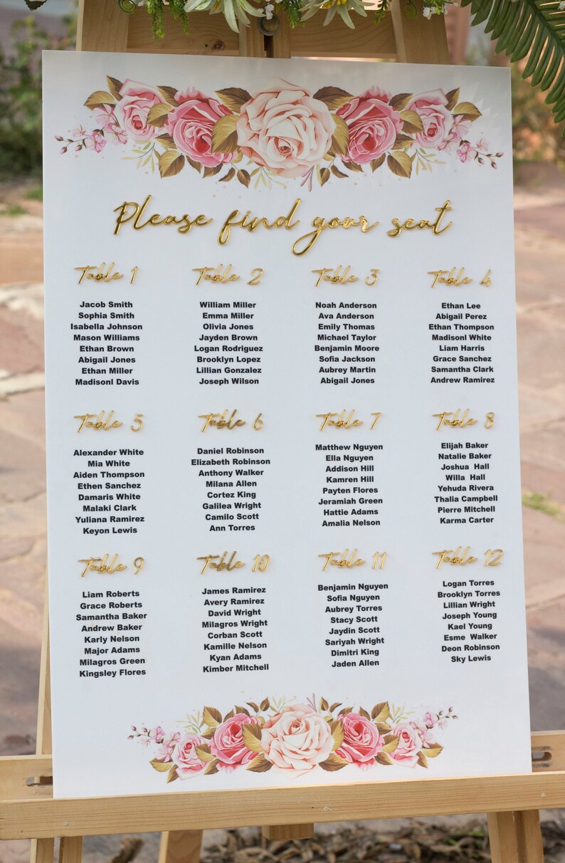 Acrylic Seating Chart Find Your Seat Sign Custom Seating - Etsy