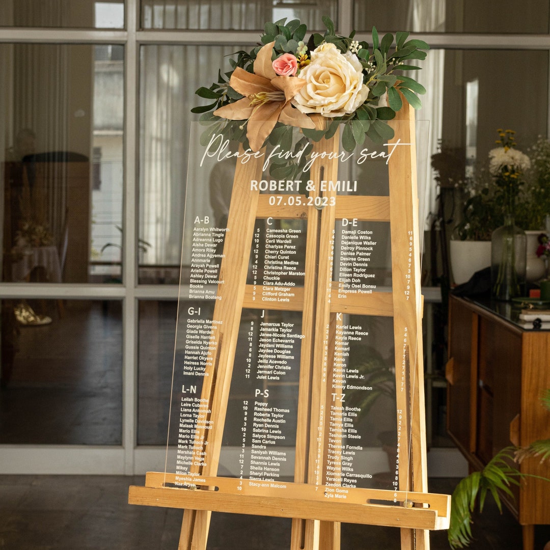 Clear Acrylic Seating Chart, Wedding Seating Chart, Wedding Seating ...