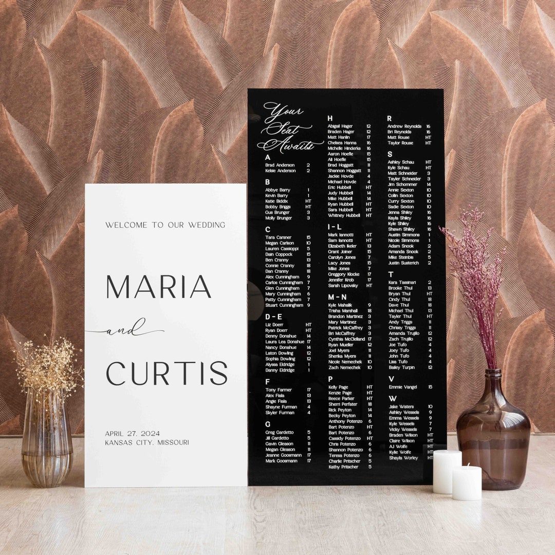 Wedding Signs Bundle Set of 2 - Black Seating Chart - Seating Chart ...
