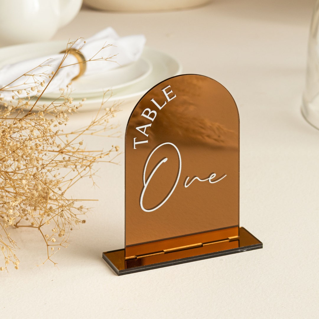 Mirror Copper Acrylic Table Numbers | Arch Wedding Table Numbers ...