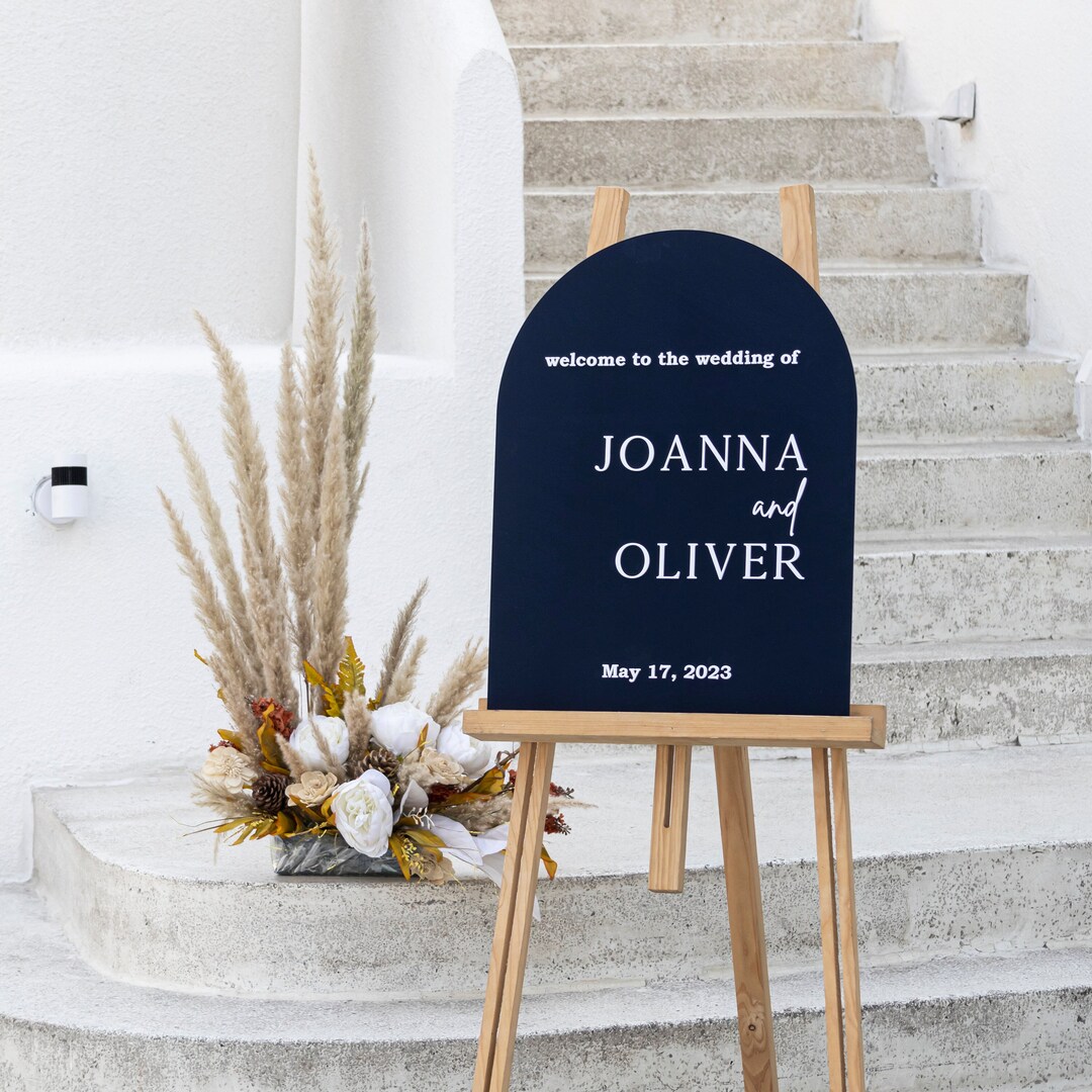 Arch Acrylic Welcome Sign for Wedding, Arched Welcome Sign, Navy Blue ...