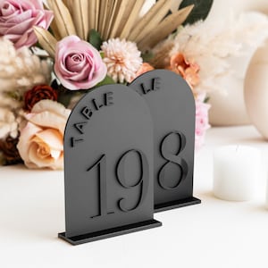 Matte Black Table Numbers - Arched Black Acrylic Wedding Table Numbers ...