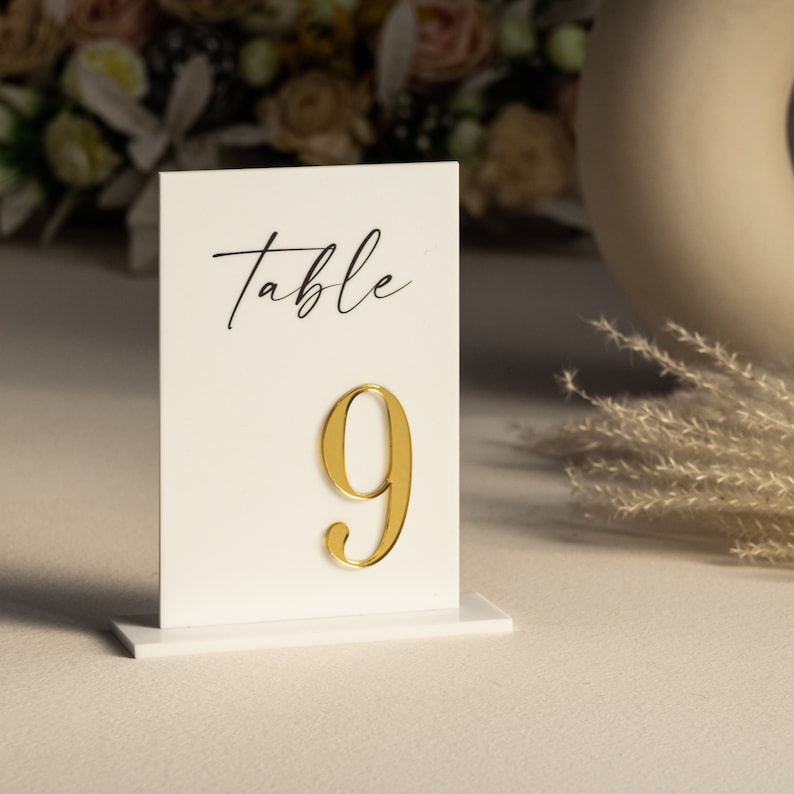 Black Acrylic Table Numbers for Wedding With Stands - Sage Green Table ...