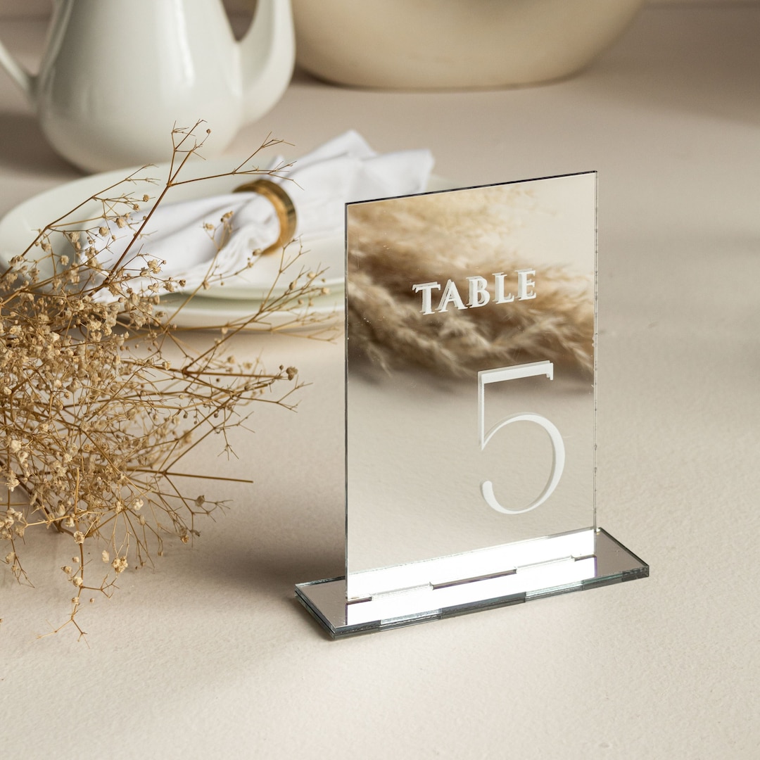 Mirror Silver Acrylic Table Numbers | Wedding Table Numbers | Wedding ...