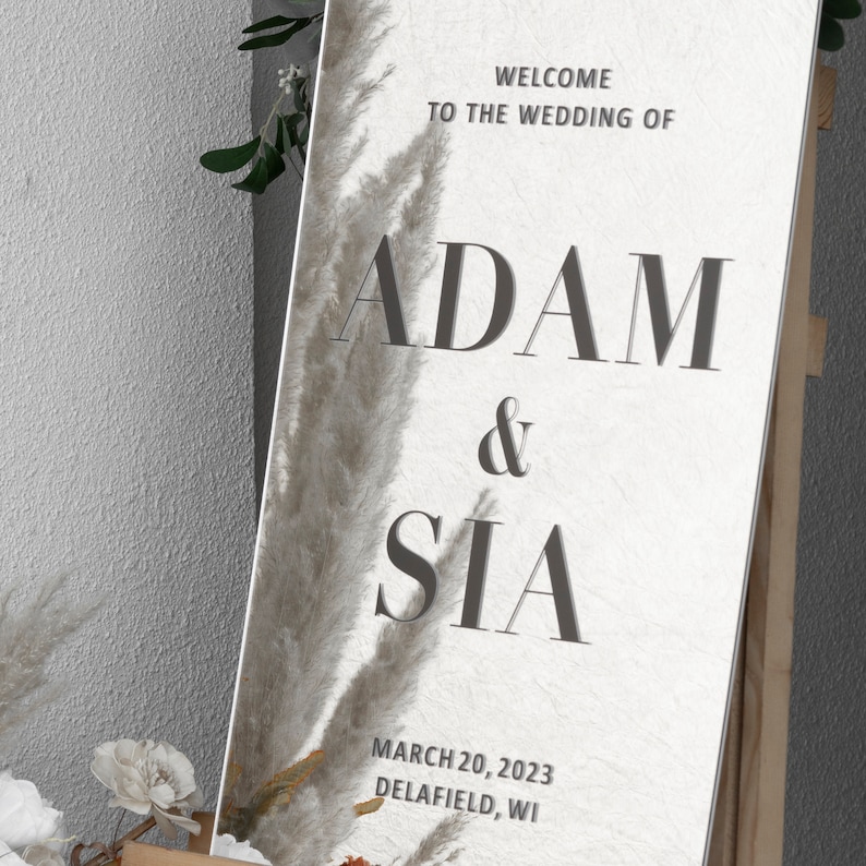 Silver Mirror Acrylic Welcome Sign, Silver Mirror Wedding Signage ...