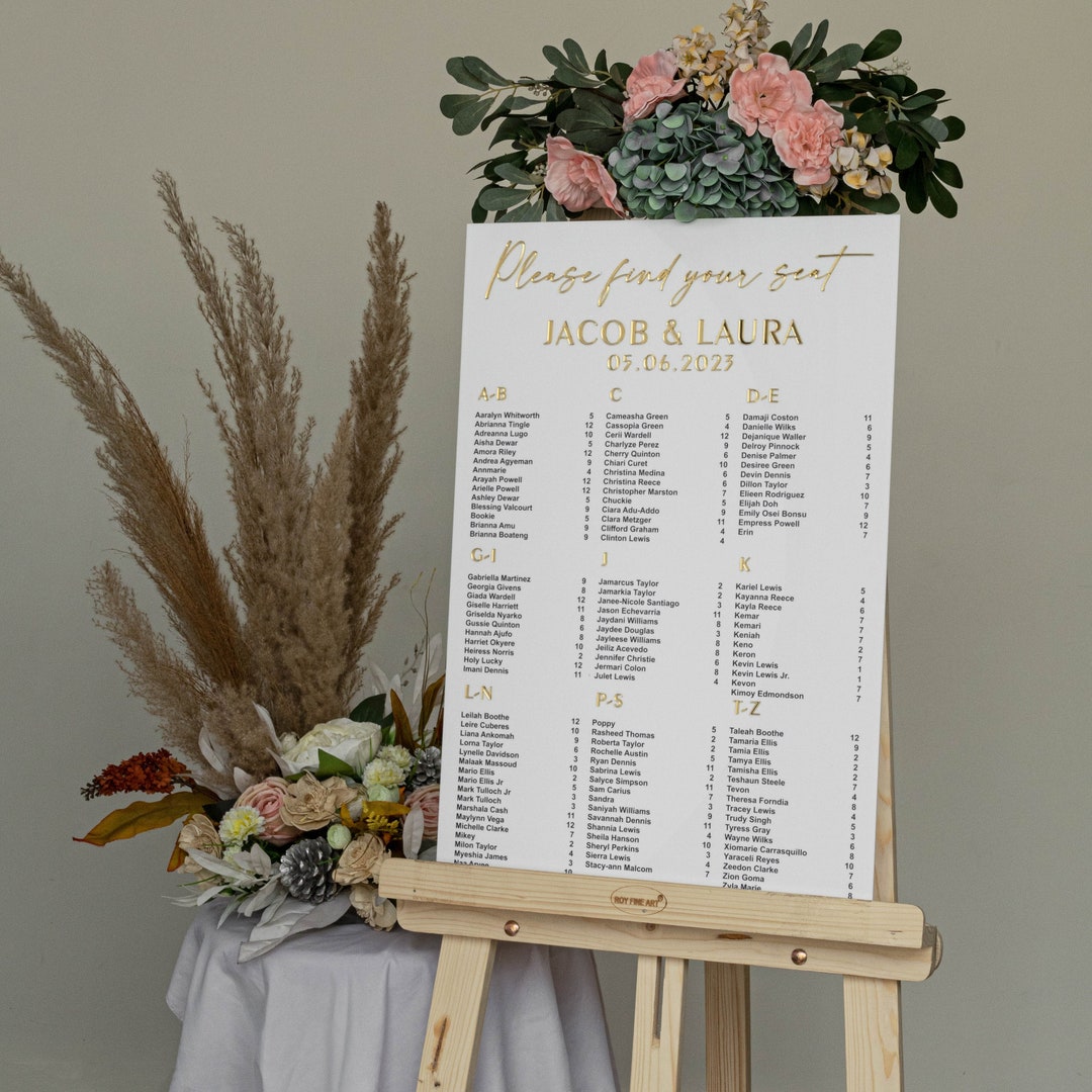 White Acrylic Seating Chart, Wedding Seating Chart, Wedding Seating ...