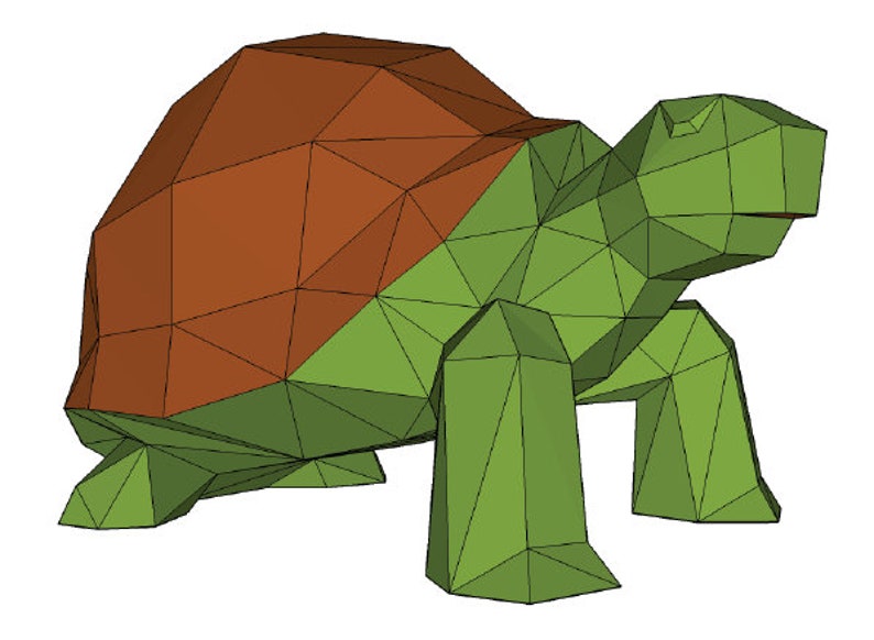 3D Turtle Paper Craft, 3D Paper Craft, Digital Template, Origami, Low ...